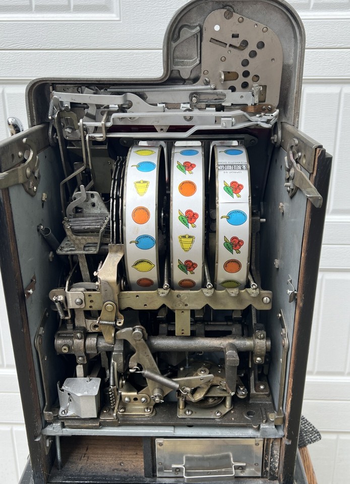 Mills Cherry Art Deco Nickle $.05 cent Vintage Slot Machine w/ Deluxe ...