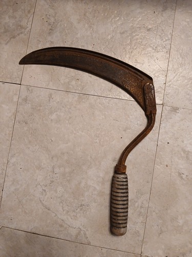 SICKLE HAND SCYTHE CORN CUTTER FARM TOOL REAPER STEEL RUSTED BLADE 12 ...
