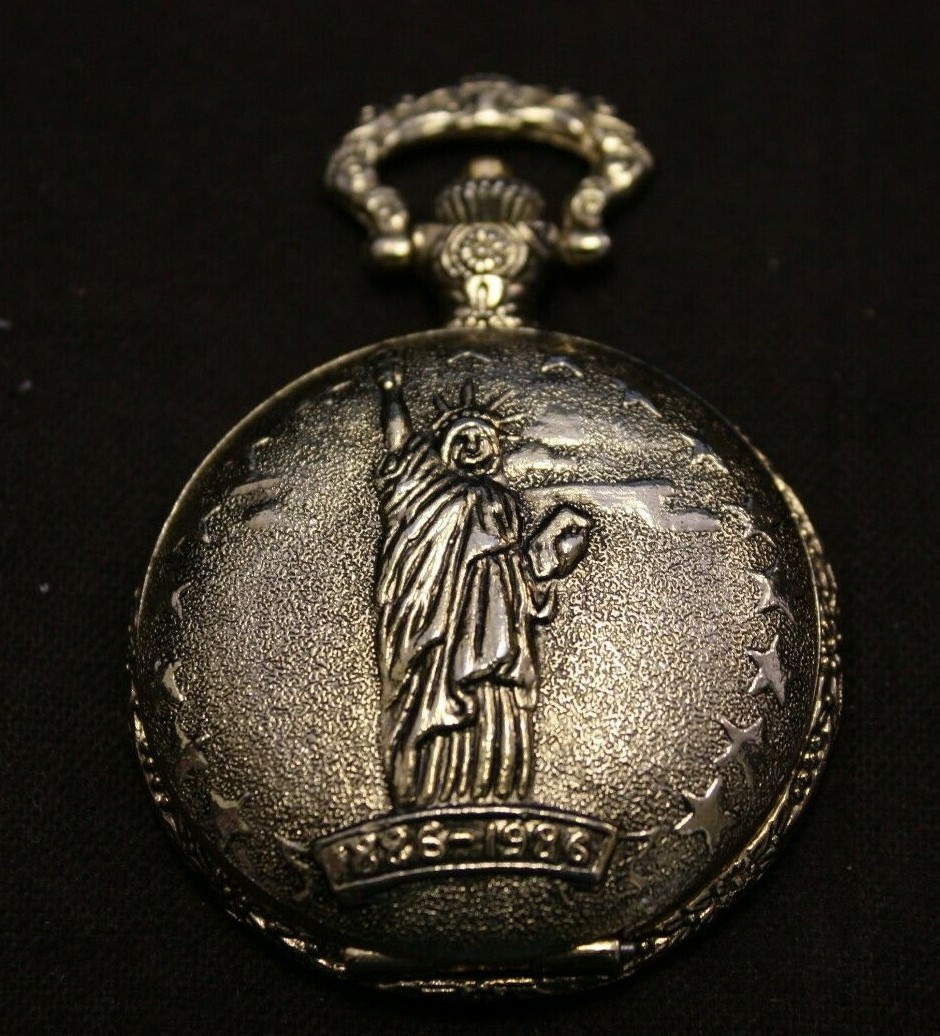 Pocket Watch statue of liberty Gold color Quartz Japan Mouvement | eBay