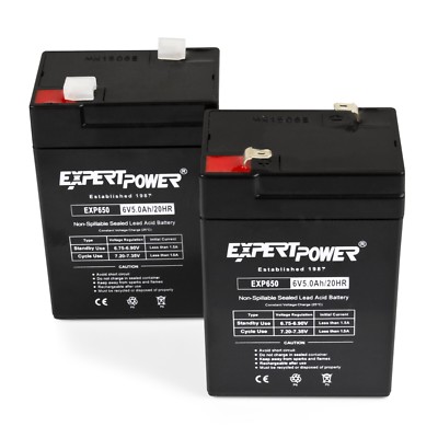 2 Pack 6V 6 Volt 5Ah Rechargeable Sealed Lead Acid Battery Replaces 4 ...
