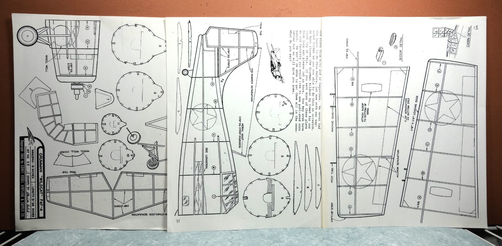 GRUMMAN WILDCAT F4F-4 BALSA FREE FLIGHT MODEL AIRPLANE PLANS 18 ...