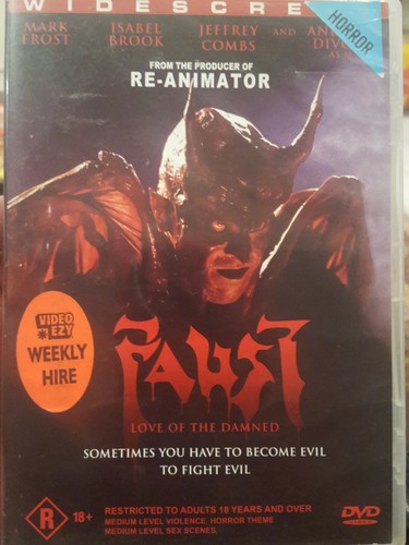 FAUST LOVE OF THE DAMNED RARE DVD MARK FROST HORROR CULT MOVIE BRIAN ...