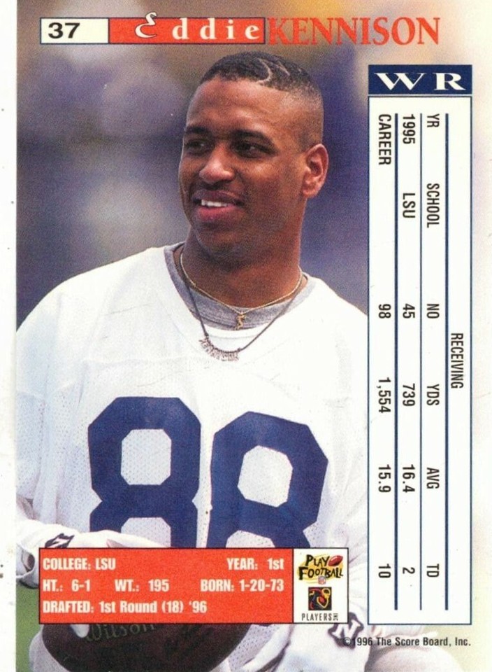 EDDIE KENNISON-WR-ST. LOUIS RAMS-1996 -PRO LINE II-ROOKIE-#37 | eBay