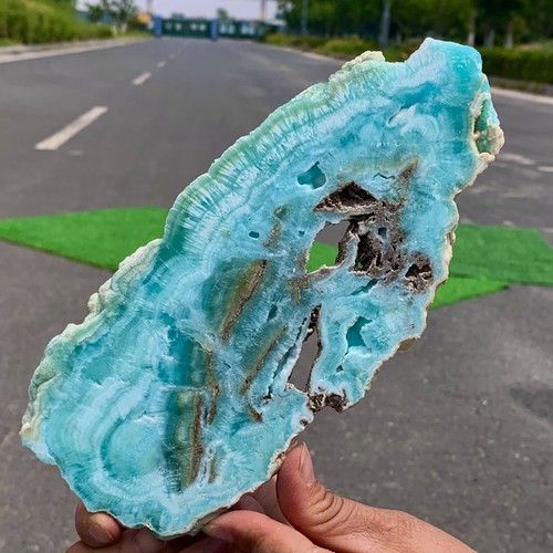 425G Natural High quality sky blue hemimorphite slab crystal mineral ...