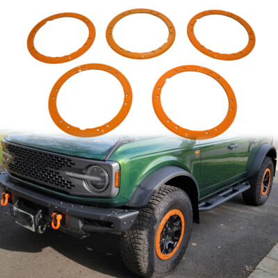5P Bead Lock Wheel Trim Rings Kit for 2021-2026 Ford Bronco Orange ...