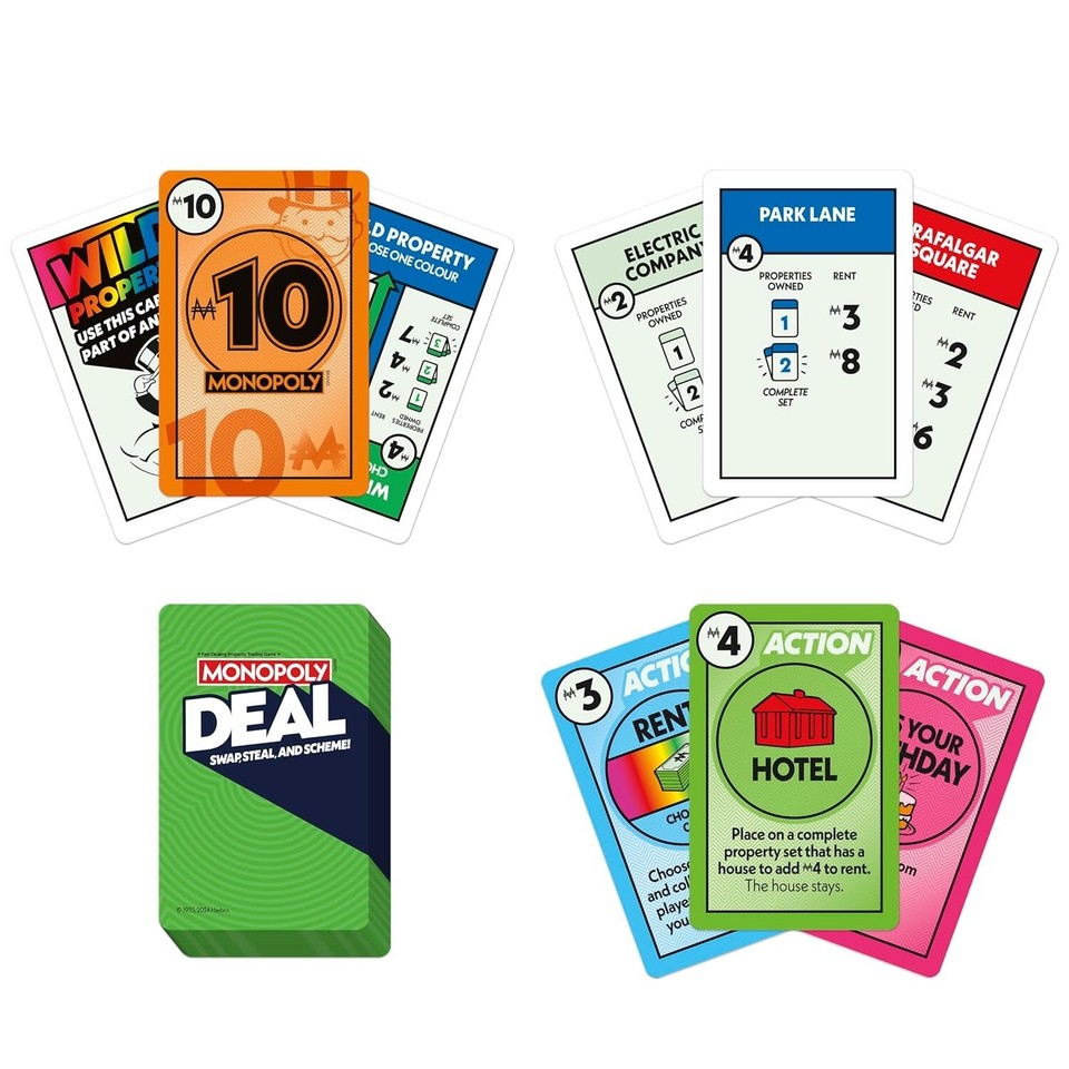Monopoly Deal Card Game Fast-Paced Fun Ages 8+ 2-5 Players 15 Min ...