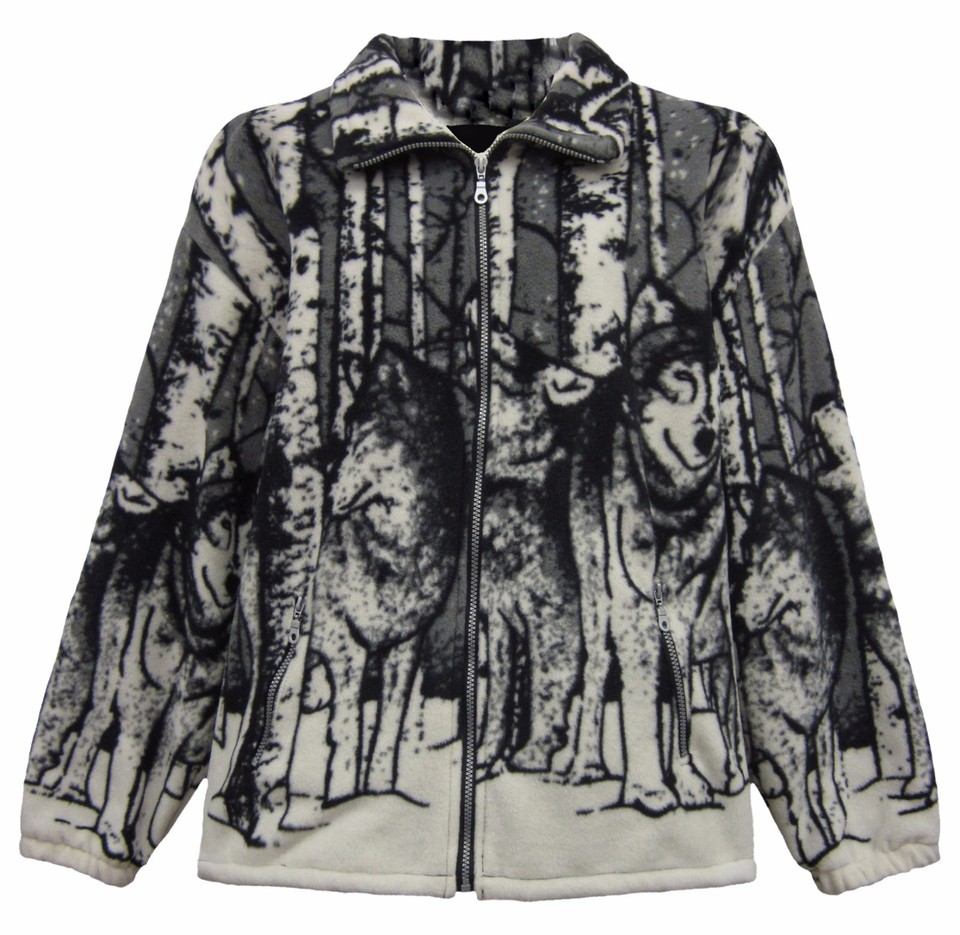 New Womens Double Fleece Animal Print Jacket With Pockets Soft & Warm ...