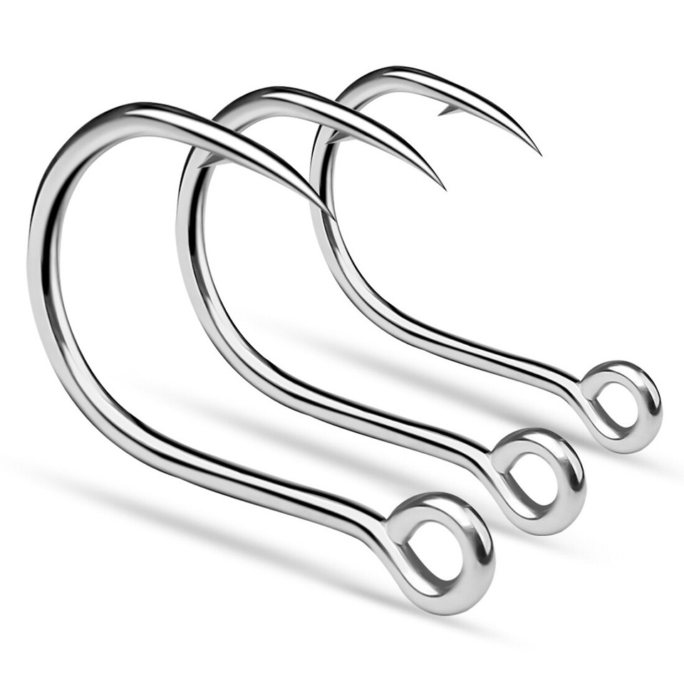 25~100 Pcs Inline Single Fishing Hooks Strong Wide Gap for Treble ...
