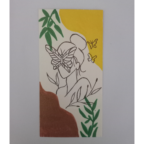 ACEO original pen drawing aesthatic girl mini art | eBay