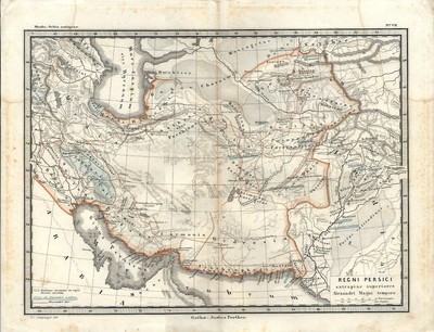Carta geografica antica ASIA MINORE REGNO PERSIANO 1866 Old antique map ...