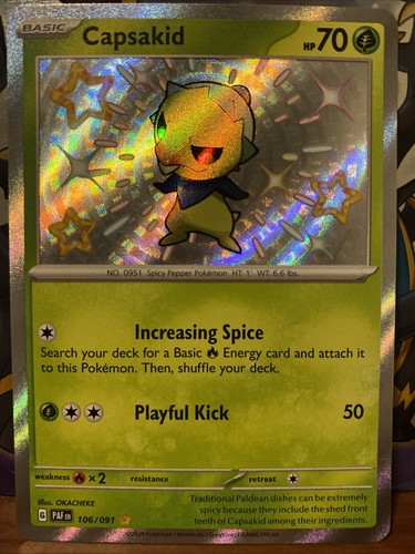 Pokémon TCG Capsakid Scarlet & Violet: Paldean Fates 106/091 Holo Shiny ...