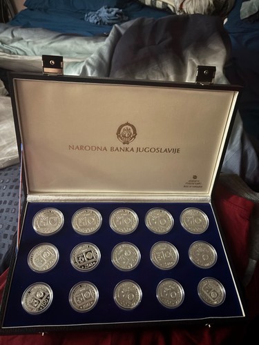 1984 Yugoslavia Sarajevo Winter Games Silver Proof Coin Set of 15 w ...