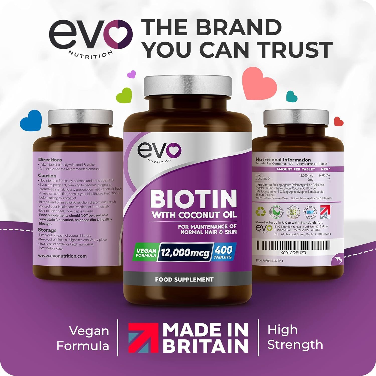 Evo Nutrition 12,000mcg Biotin 400 Tablets Premium Quality AU Stock ...