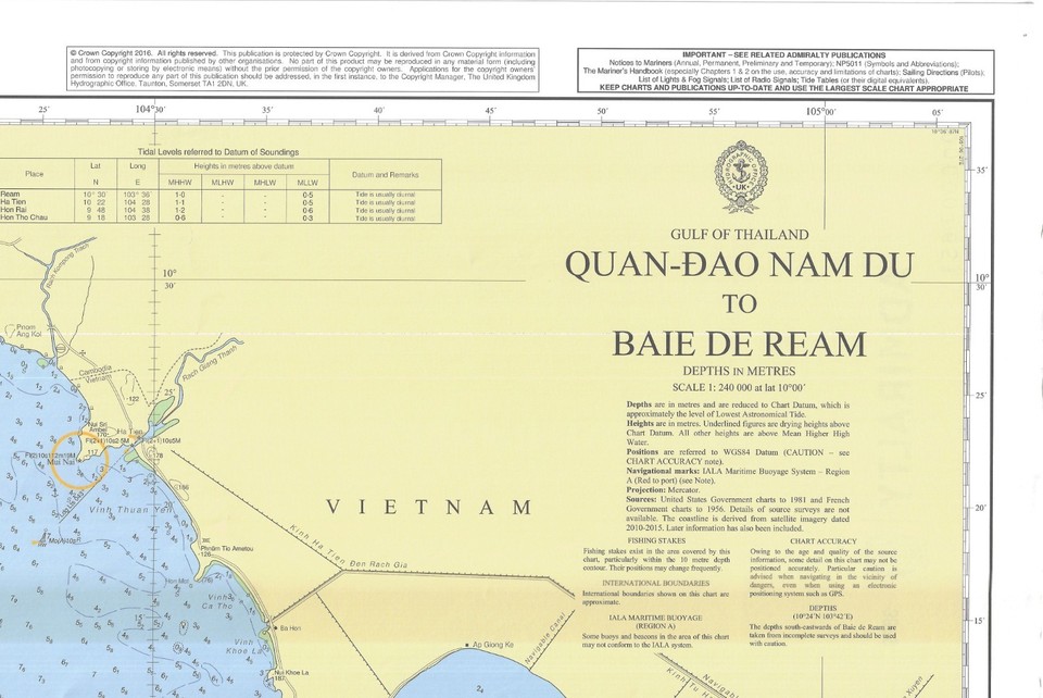 3879 Gulf Of Thailand Quan Dao Nam Du Baie De Ream Chart Map Maritime ...