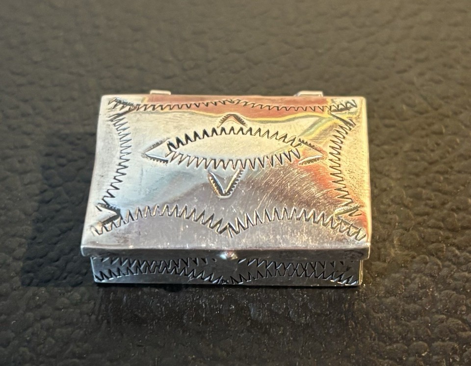 Vintage Handmade Navajo Native American Sterling Silver Pill Trinket ...