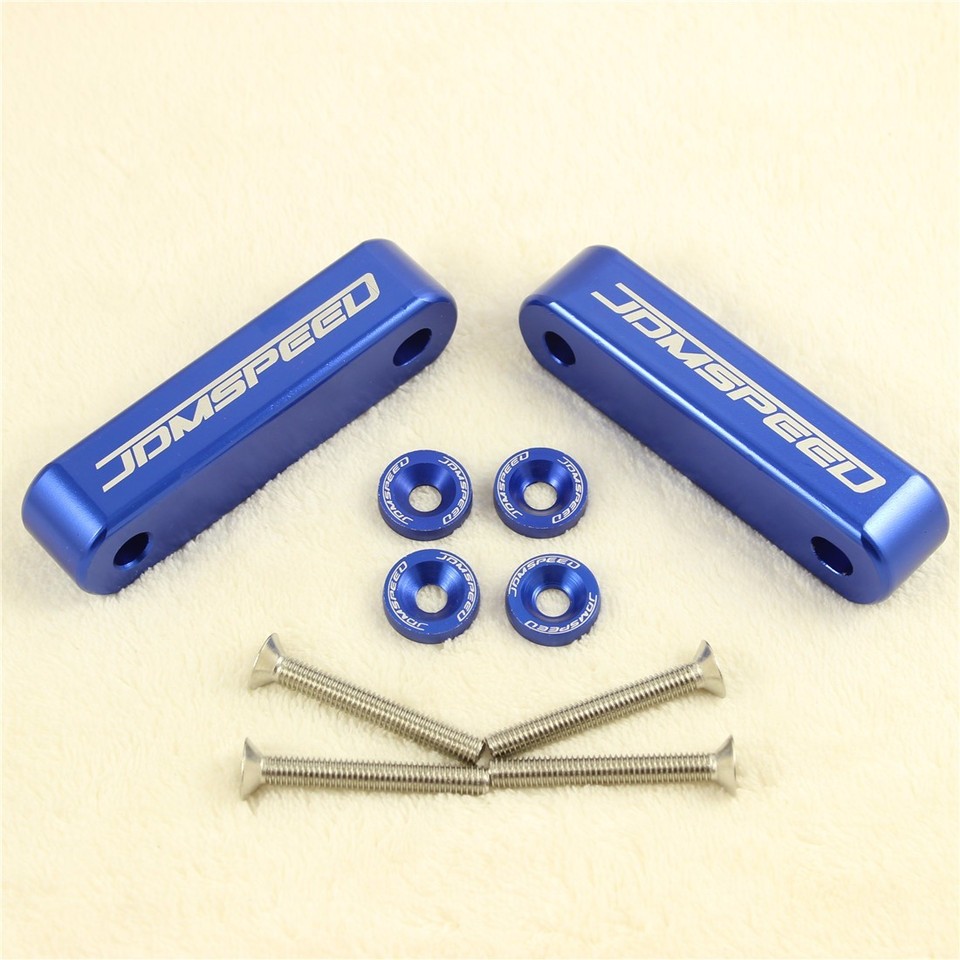 BLUE JDMSPEED FOR CNC BILLET 3/4" HOOD VENT SPACER RISER KIT + WASHERS + BOLTS | eBay