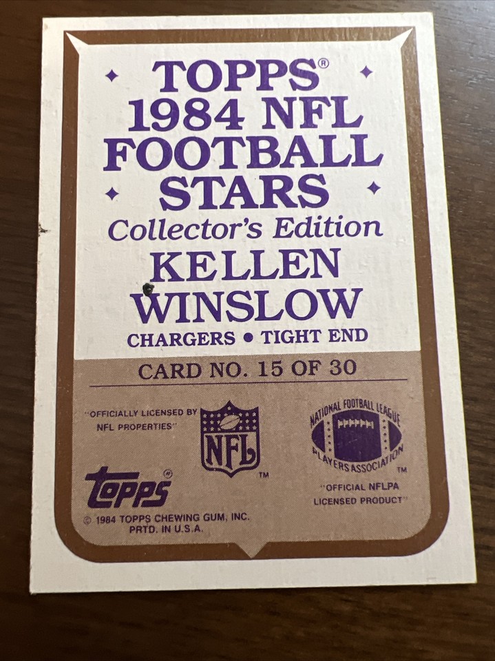 1984 Topps Football Kellen Winslow Glossy Send-In #15 | eBay