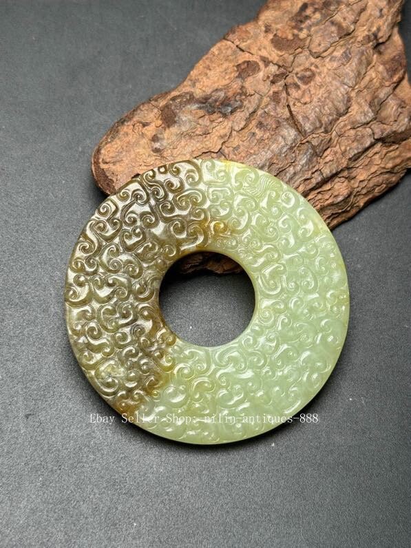 2.4'' Old China Han Dynasty Natural Hetian Jade Carved Ruyi Pattern ...