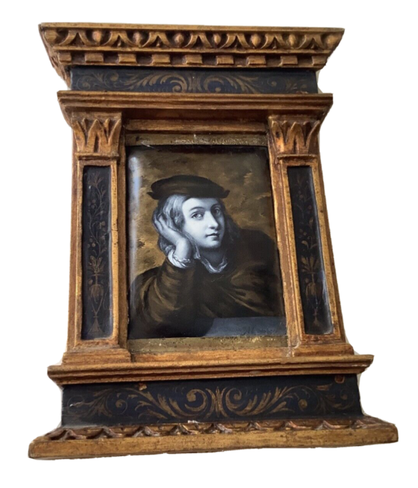 19th century Enamel Painted Curved plate Portrait RAPHAEL SANZIO signed ...