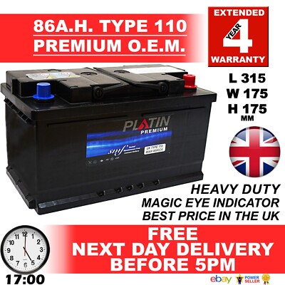 Platin Varta EQ Car Battery 5804060743132 F17 Type 110 86AH HEAVY DUTY ...