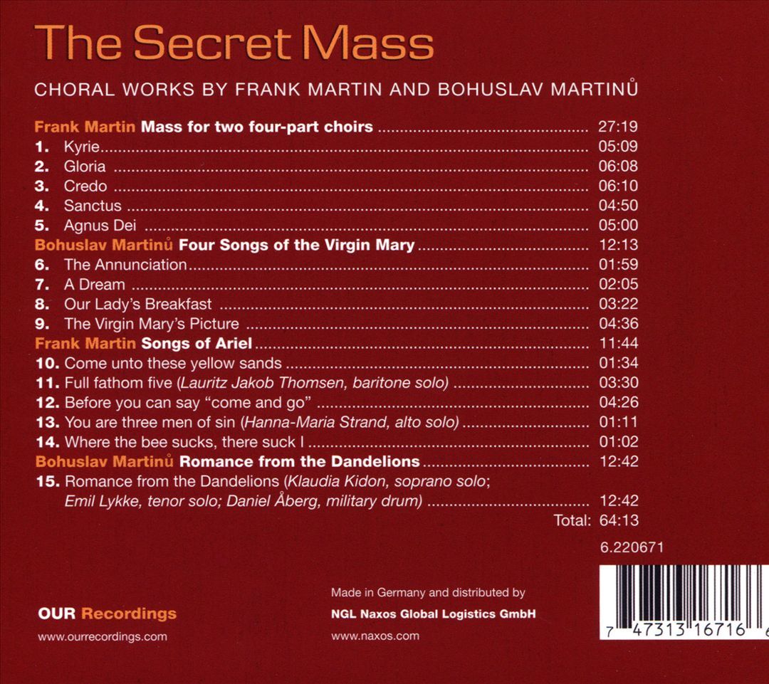 MARKUS CREED/DR VOKAL ENSEMBLET SECRET MASS: CHORAL WORKS BY FRANK ...
