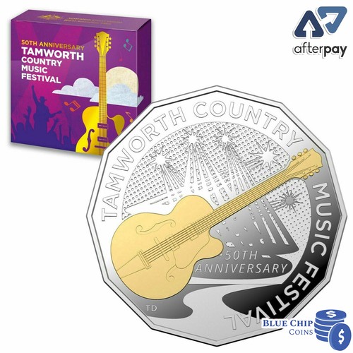 2022 50c Tamworth Country Music Festival Gold Plated Silver Proof Coin ...