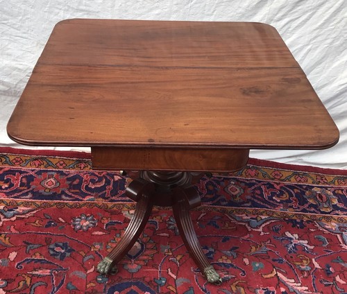 19TH C CLASSICAL FEDERAL ANTIQUE GAME / CARD TABLE CONSOLE ~ ISAAC VOSE ...