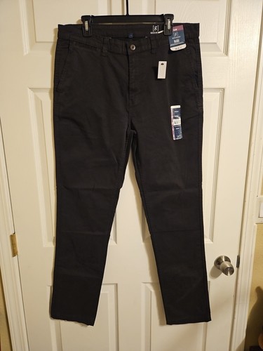 NWT George Dress Pants Mens Size 36x34 Black Slim Stretch Slacks Casual ...