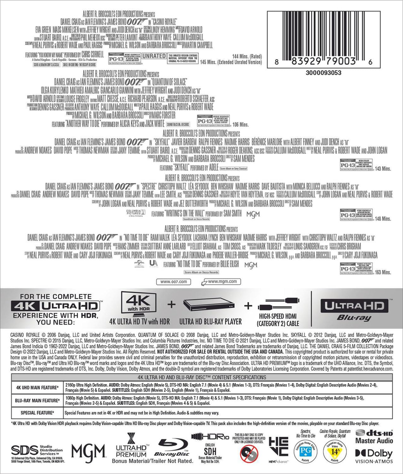 James Bond: Daniel Craig 5-Film Collection (4K UHD + Blu-Ray ...