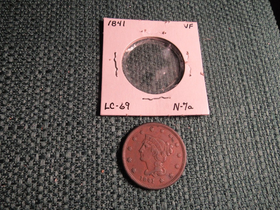 1841 large cent VF COINS GRADED BY A COIN DEALER NOT ME SO SELLING AS ...