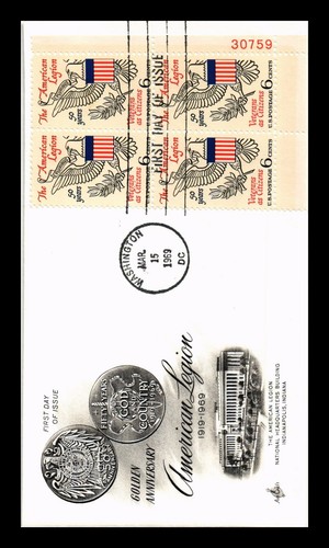 US COVER AMERICAN LEGION 50TH ANNIVERSARY FDC PLATE BLOCK ARTCRAFT | eBay