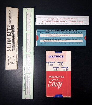Vintage Precision Sterling Slide Ruler + Pocket Slide,metric Slide, VTG ...