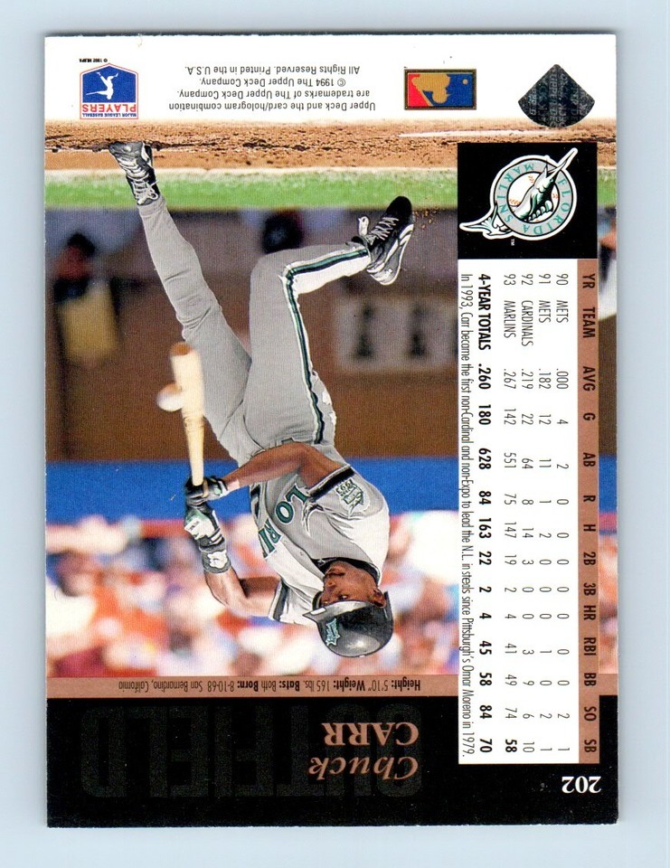 1994 Upper Deck Chuck Carr Florida Marlins #202 | eBay