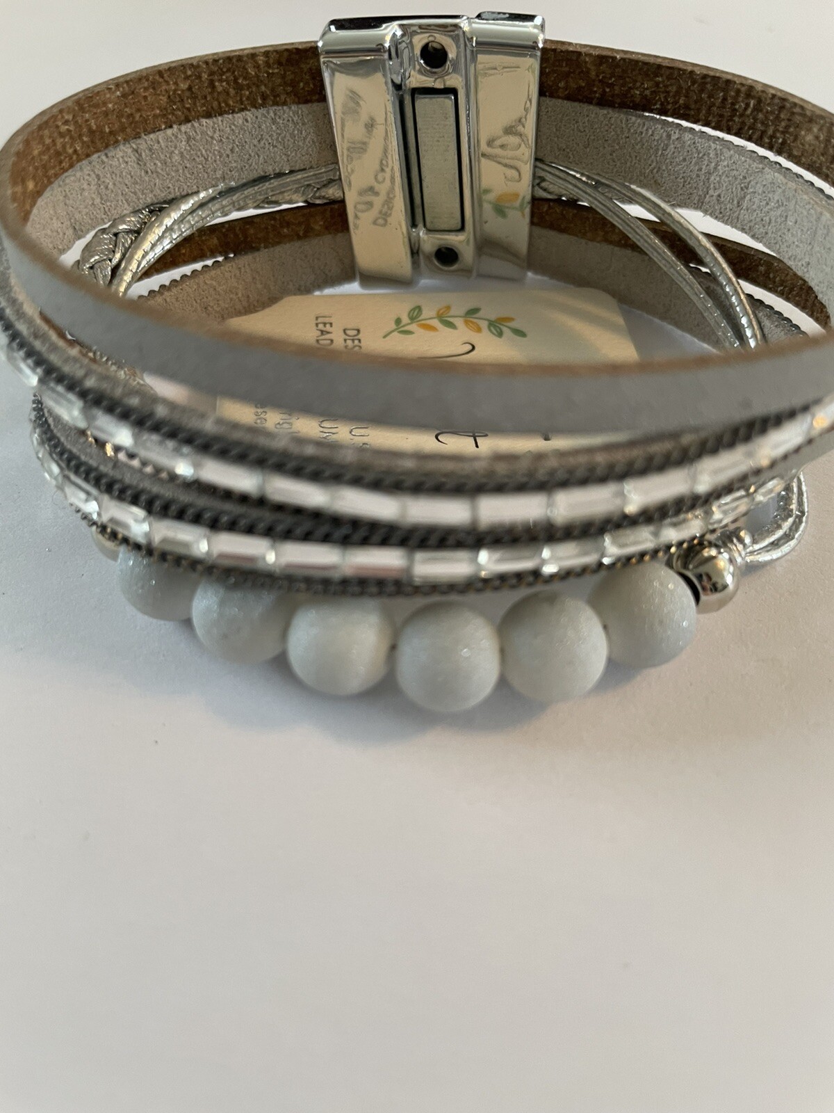 Velvet Multi Strand Gray Cuff Bracelet Magnet Clasp 7" Cuff NEW! | eBay