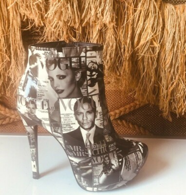 FRH Womens Platform Heels BlacK/White Booty Boot SZ 10 | eBay