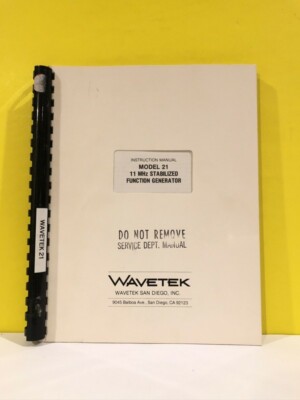 Wavetek Model 21 11 MHz Stabilized Function Generator Instruction ...