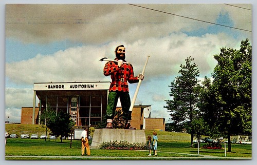 Paul Bunyan In Front Of Auditorium Building Bangor Maine ME Vintage ...