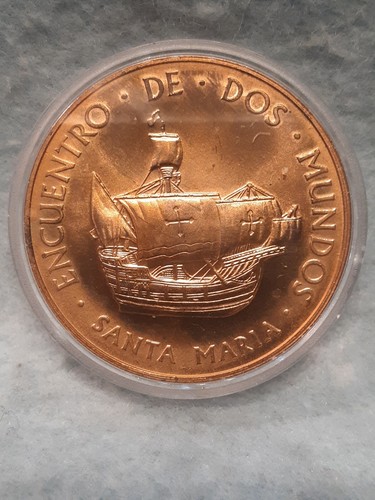 1492-1992 ~ CHRISTOPHER COLUMBUS 500th YEARS ~ SANTA MARIA ~ MEDAL ~ BU ...