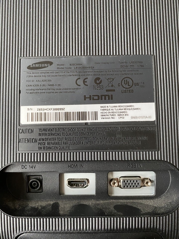 Samsung S22C300H 21.5" WideScreen LED Monitor S22C300 w/ Power Adapter ...