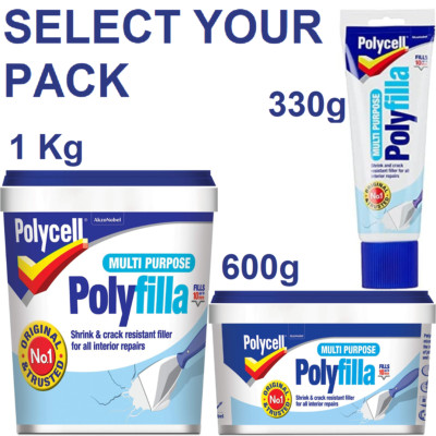 Polycell Polyfilla Multi Purpose Filler Ready Mixed Tube 330g-600g-1kg ...
