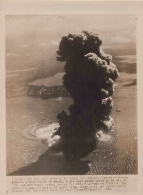 WW2 1944 Jap Ship Smoke Formosa Attack U.S. Carrier Planes Original ...
