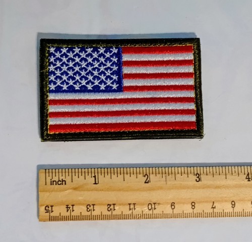 Embroidered Nylon USA Flag Patch 3" x 2" Hook & Loop Backing | eBay