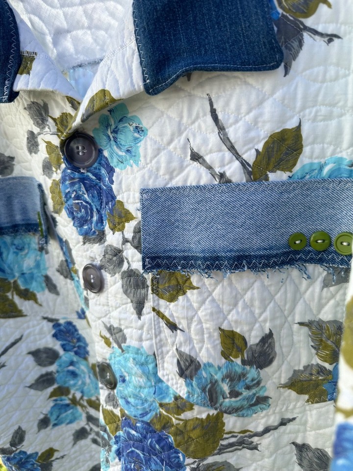 Women xxl upcycled quilt jacket with side inseam pockets | eBay