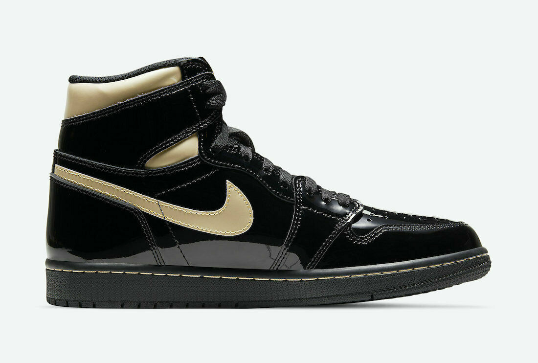 Jordan 1 Retro High Black Metallic Gold Basketball Shoes Sz 9.5 555088 ...