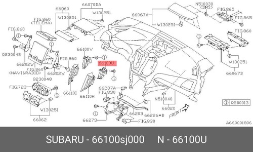 Genuine OE Duct G Vent Ay C Right Hand 66100SJ000 for Subaru 66100 ...