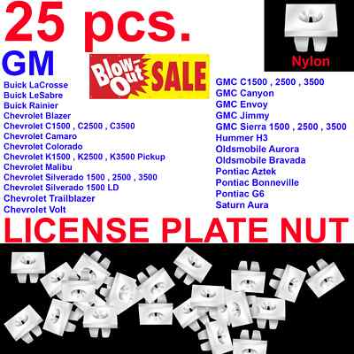 Bumper license plate nut bracket clips # 14 screw Gm 4755299 3907444 ...