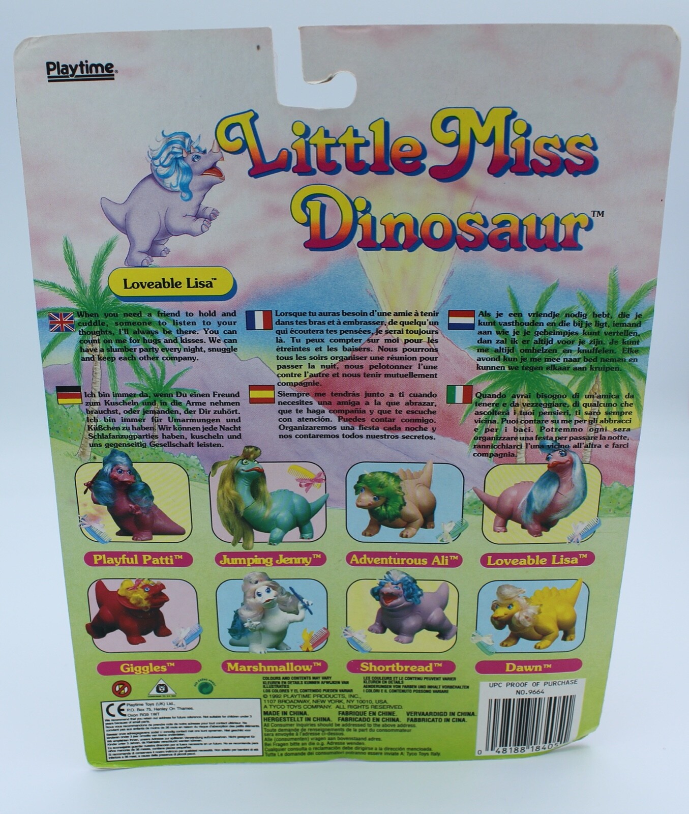 LITTLE MISS DINOSAUR LOVEABLE LISA TYCO PLAYTIME 1992 NEW MOC MY PONY ...