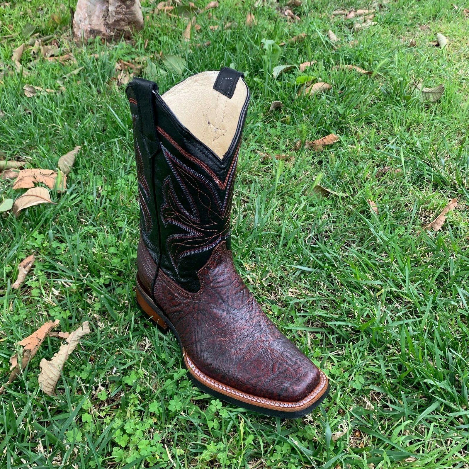 Men's Genuine Bull Shoulder Leather Cowboy Western Square Toe Rodeo ...