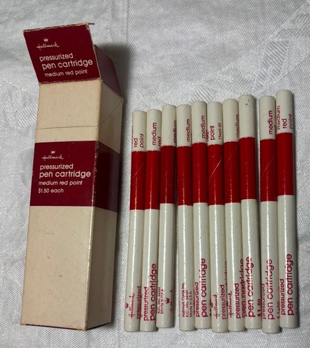 10 Vtg Hallmark Red Medium Point Pressurized Pen Cartridges Refills ...