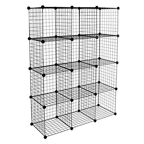 Work-It! Wire Storage Cubes, 12-Cube Metal Grid Organizer | Modular ...